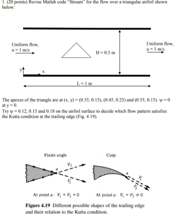 1. (20 points) Revise Matlab code "Stream" for the | Chegg.com