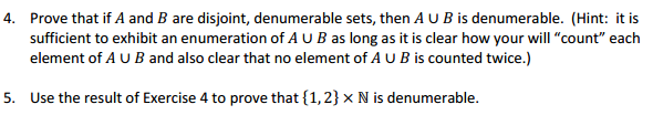 4 Prove That If A And B Are Disjoint Denumerable