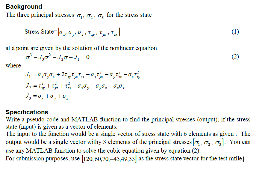 Solved Background The three principal stresses sigma1, | Chegg.com