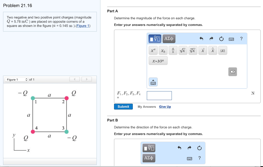 Solved Two negative and two positive point charges | Chegg.com