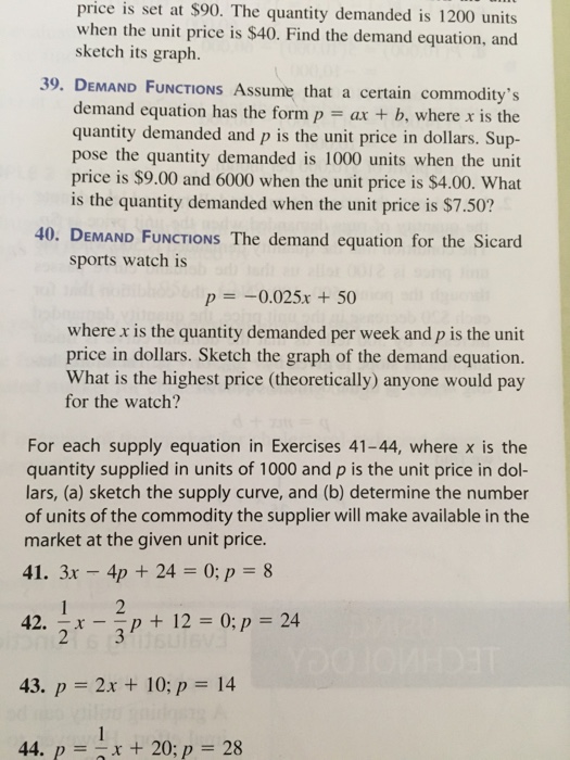 Solved DEMAND FUNCTIONS Assume that a certain commodity's | Chegg.com