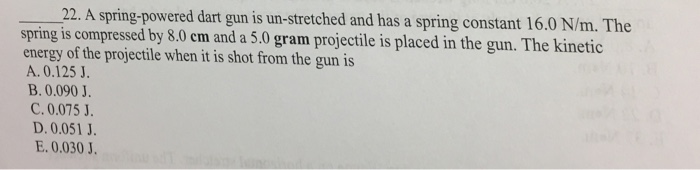 Solved A spring-powered dart gun is un-stretched and has a | Chegg.com