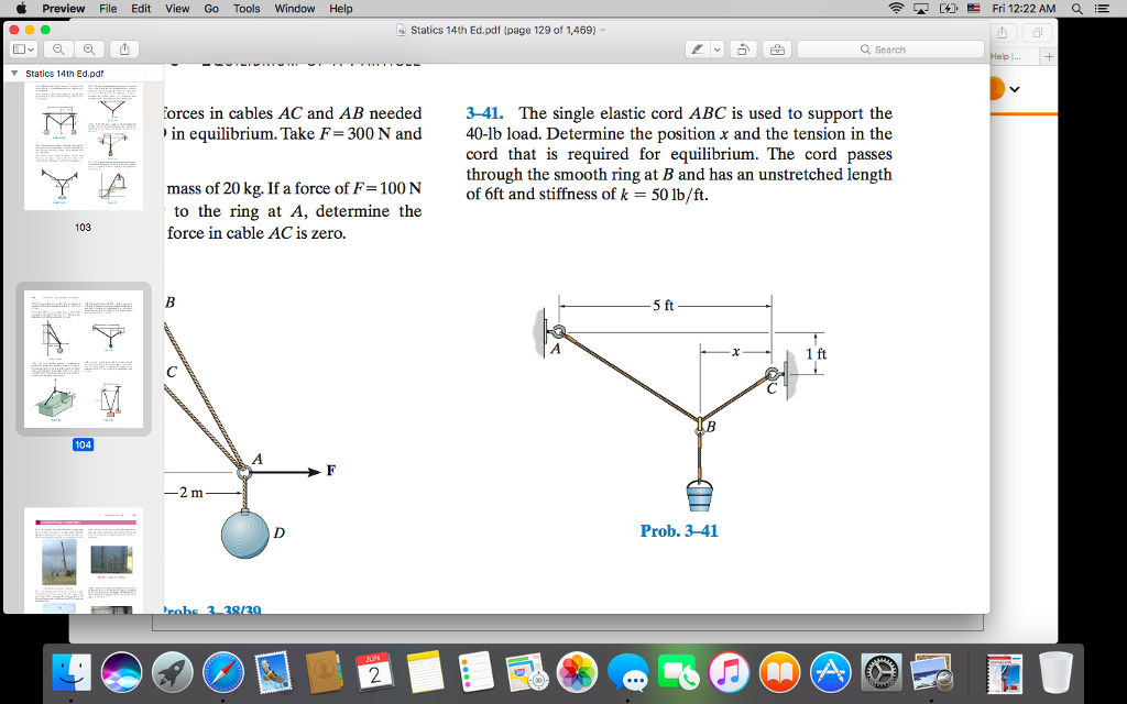 Solved The single elastic cord ABC is used to support the | Chegg.com