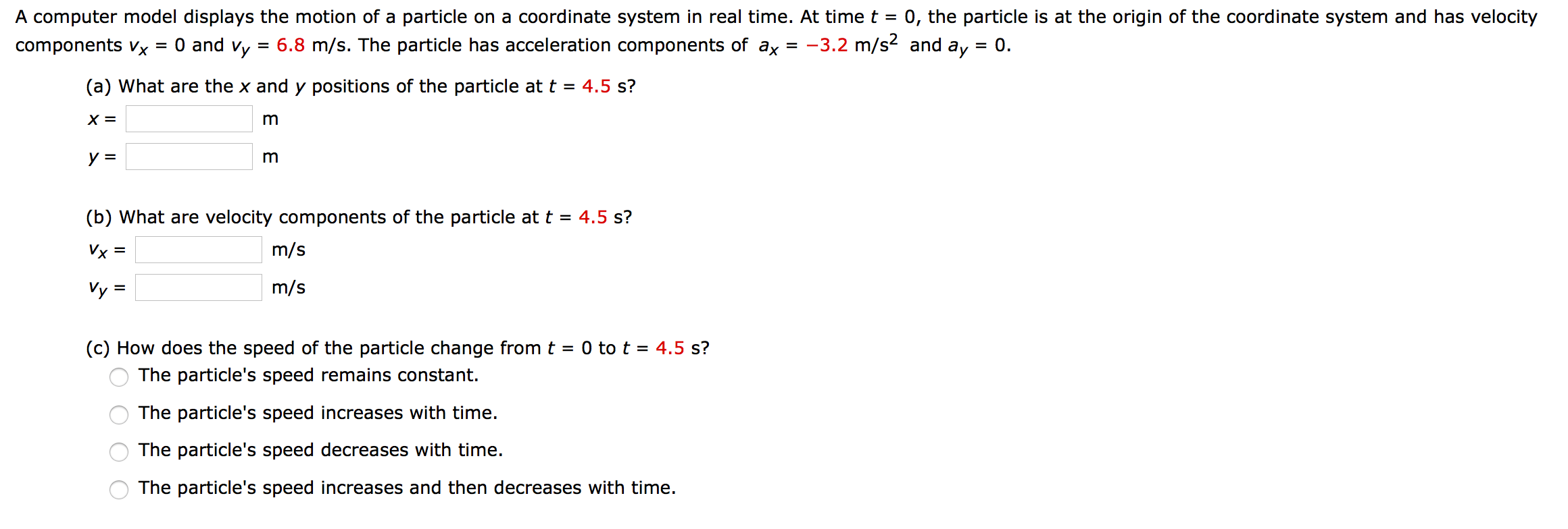 Solved A computer model displays the motion of a particle on | Chegg.com