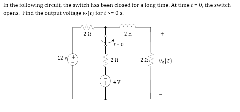 Solved In the following circuit, the switch has been closed | Chegg.com