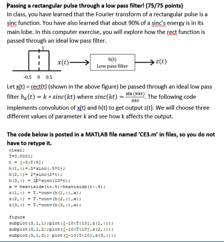 Solved Passing a rectangular pulse through a low pass | Chegg.com