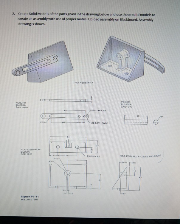 Create Solid Models of the parts given in the drawing | Chegg.com
