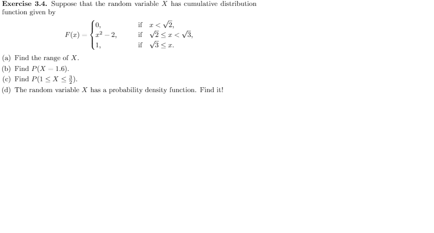 Solved Suppose that the random variable X has cumulative | Chegg.com