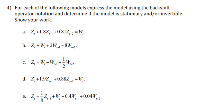 Solved 4) For each of the following models express the model | Chegg.com