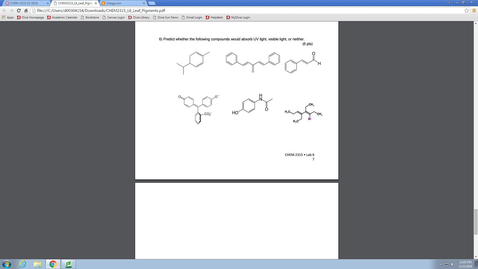 Solved Predict whether the following compounds would absorb | Chegg.com