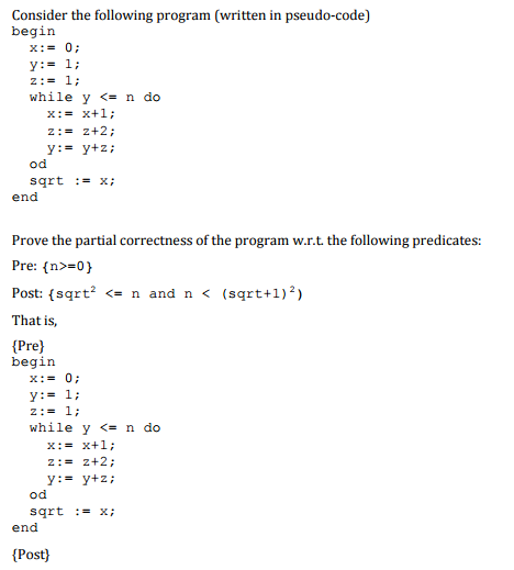 Consider the following program (written in | Chegg.com