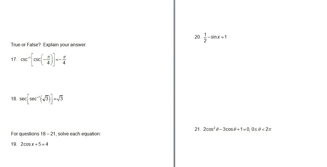 Solved Explain the meaning of y=cos-1x 1. What is the domain | Chegg.com