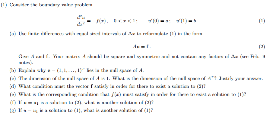 Solved Consider the boundary value problem d^2 y/dx^2 = -f | Chegg.com