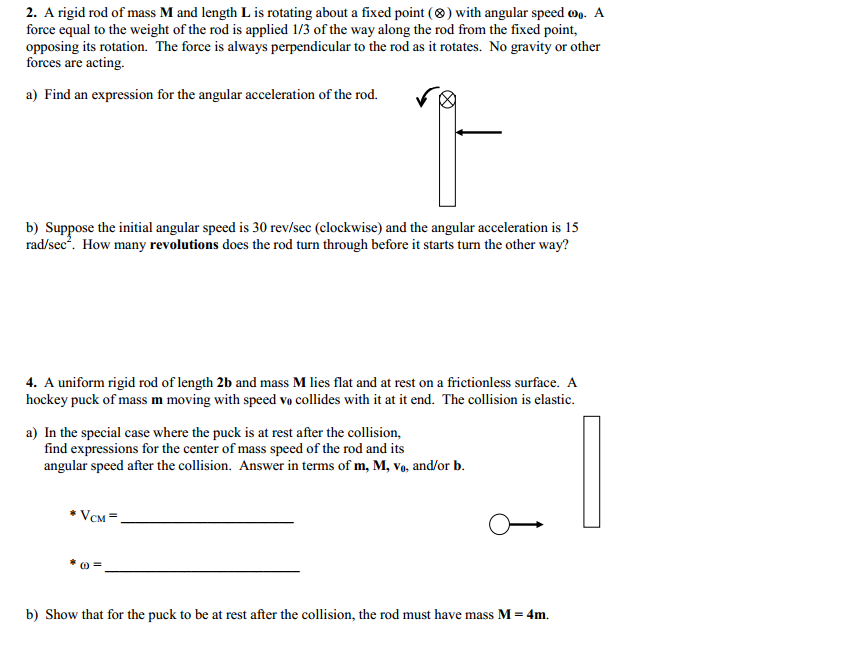 Solved: A Rigid Rod Of Mass M And Length L Is Rotating Abo... | Chegg.com