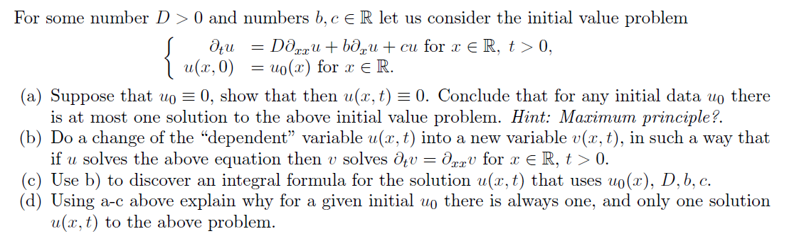 For some number D > 0 and numbers b, c R let us | Chegg.com