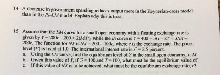 Solved A decrease in government spending reduces output more | Chegg.com