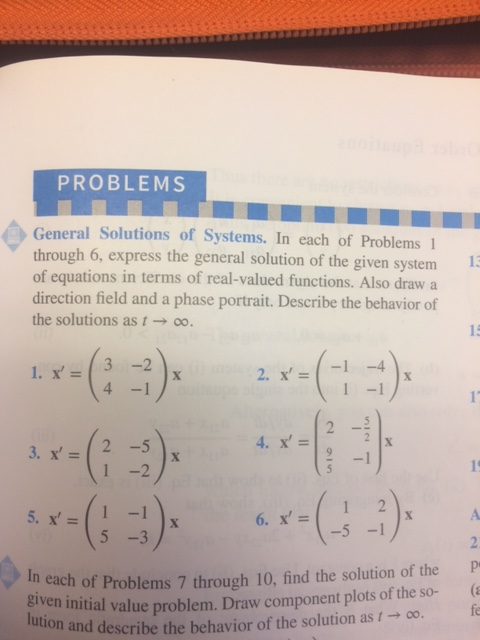 Solved PROBLEMS General Solutions of Systems. In each of | Chegg.com