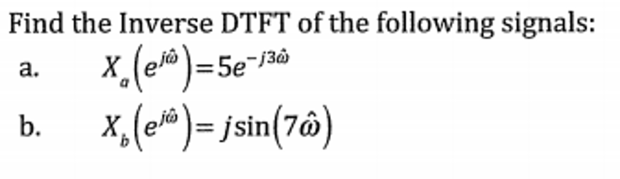 Solved Find the Inverse DTFT of the following signals: | Chegg.com