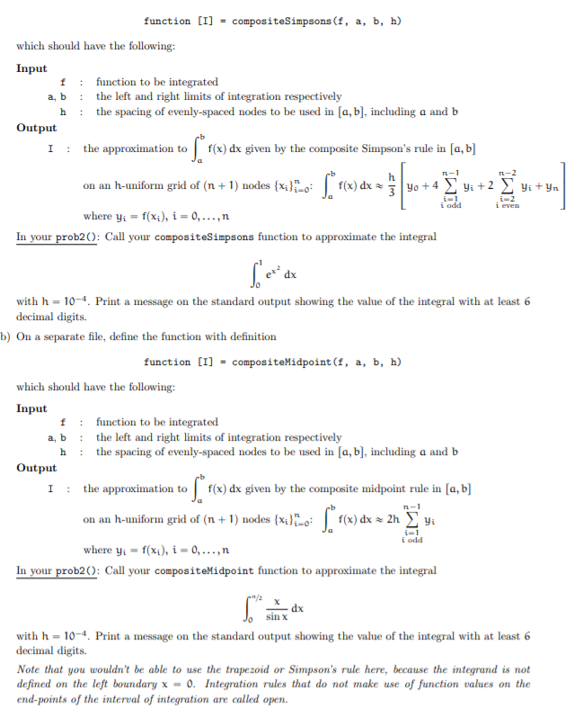 Solved Problem 2 : Numerical Integration Rules For this | Chegg.com
