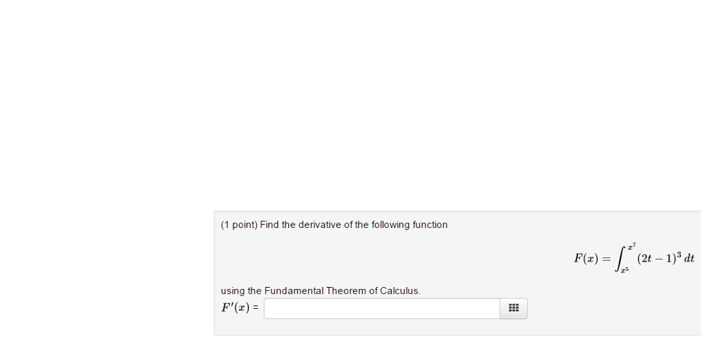 Solved Find the derivative of the following function F(x) = | Chegg.com