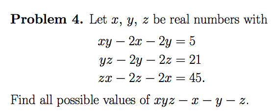 Solved Problem 4. Let x, y, z be real numbers with Find all | Chegg.com