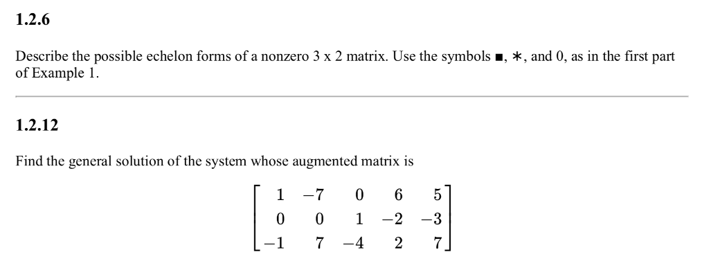 Solved 1.2.6 Describe the possible echelon forms of a | Chegg.com