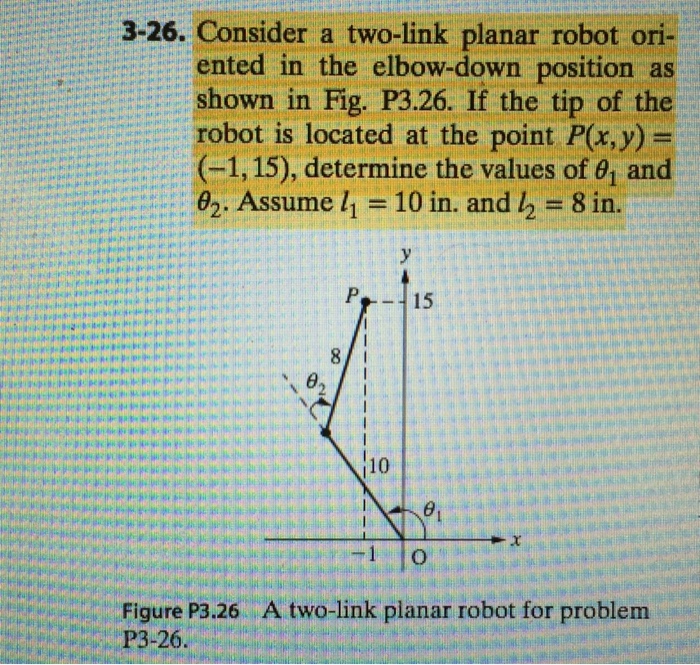 Solved Consider a two-link planar robot oriented in the | Chegg.com