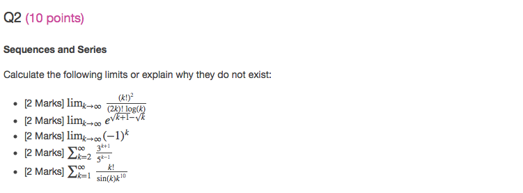 Solved Q2 (10 points) Sequences and Series Calculate the | Chegg.com