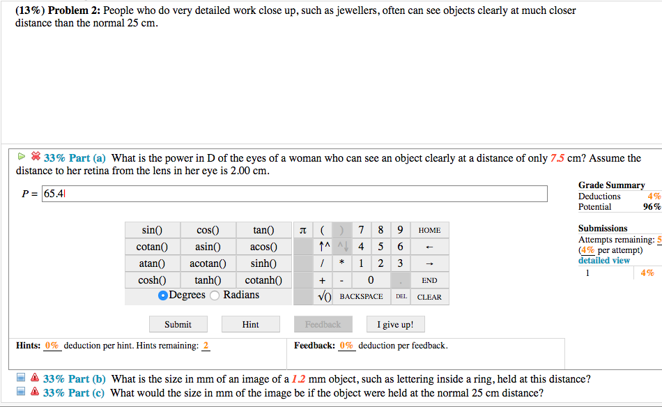 Solved (13%) Problem 2: People who do very detailed work | Chegg.com