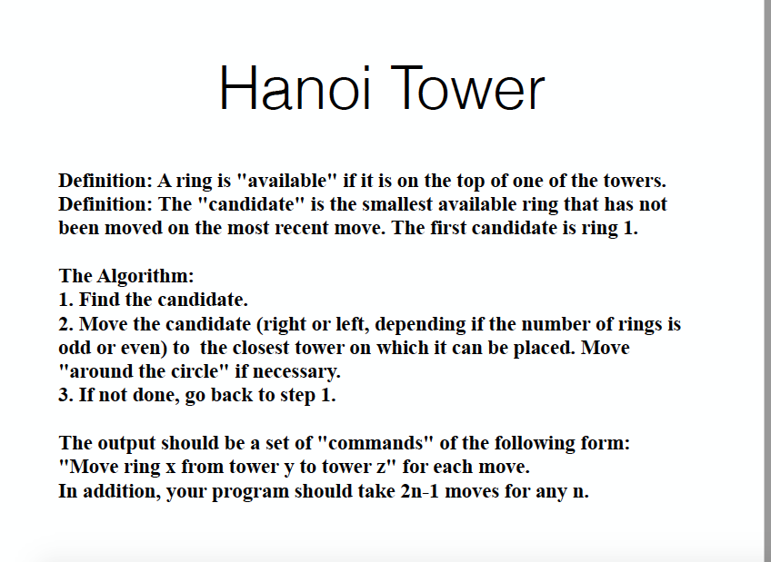 Solved Hanoi Tower You are given three towers a, b, and c. | Chegg.com