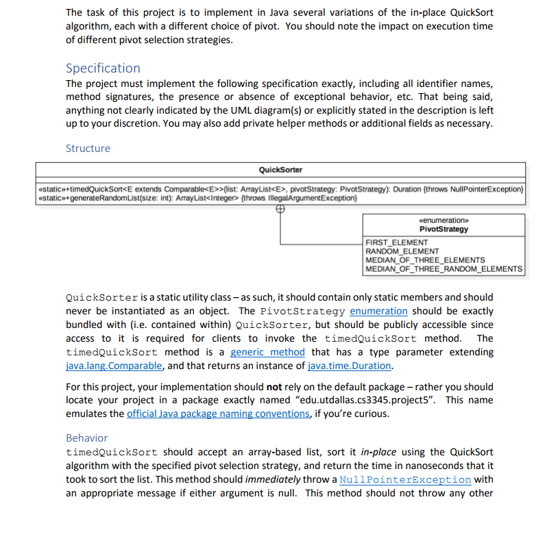 Solved The Task Of This Project Is To Implement In Java