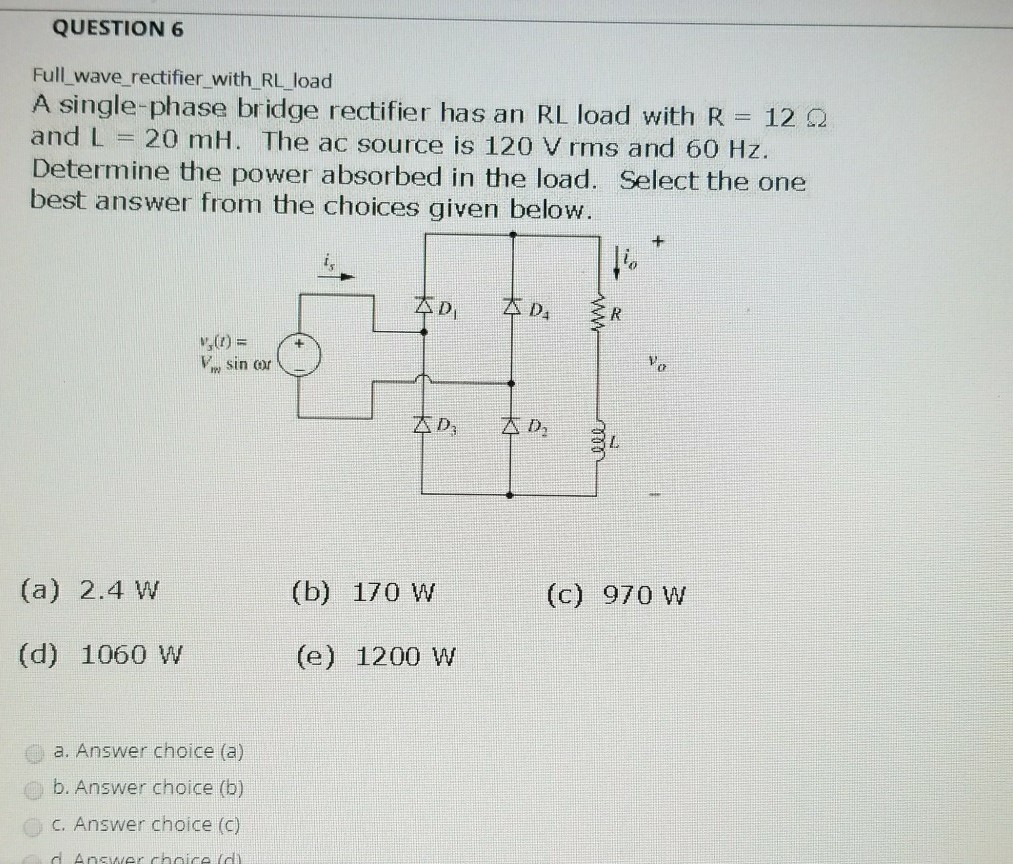 Solved Full wave rectifier with R load A single-phase | Chegg.com