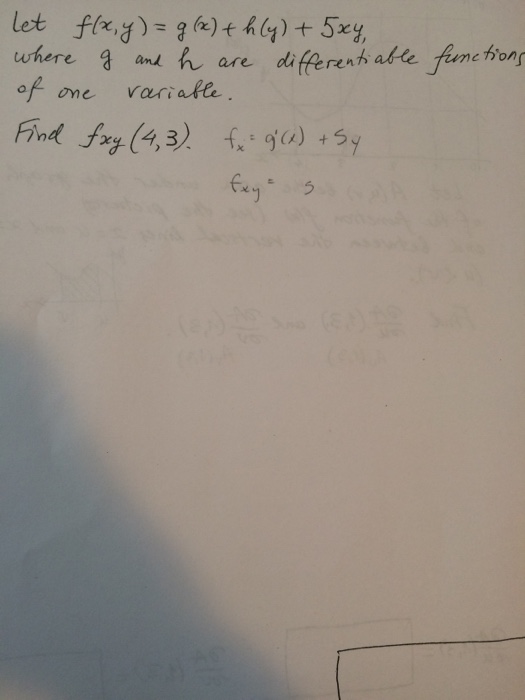 Solved Let f(x,y) = g(x) + h (y) +5xy, where g and h are | Chegg.com