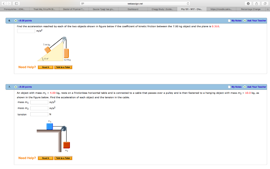 Solved Find the acceleration reached by each of the two | Chegg.com