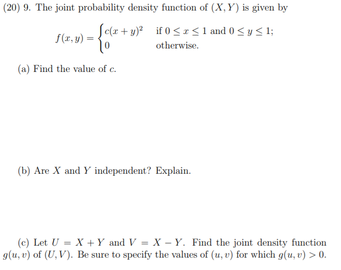 Solved (20) 9. The joint probability density function of | Chegg.com