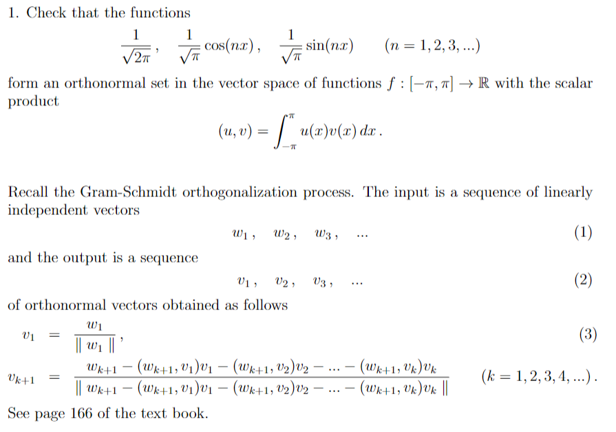 Solved 1. Check that the functions Esin(nz) (n=1,2,3, ) | Chegg.com