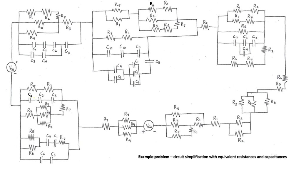 Solved R2. RI R R4 C4 Rs R,丹.F RRs Rs R7 Re Rs Example | Chegg.com