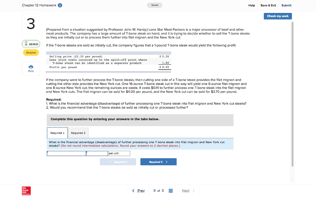 Solved Chapter 12 Homework G Saved Help Save & Exit Submit | Chegg.com