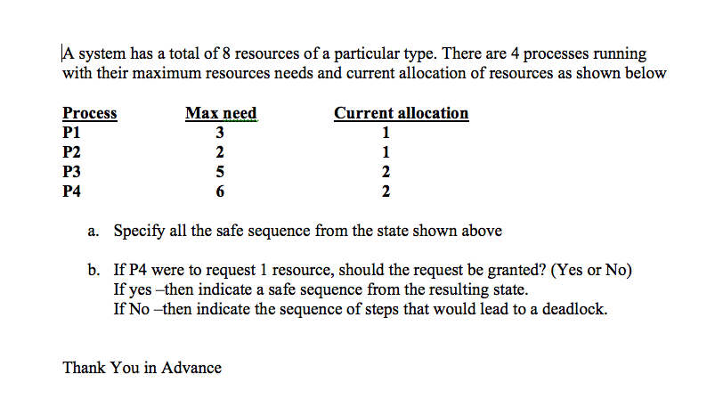 Solved |A system has a total of 8 resources of a particular | Chegg.com
