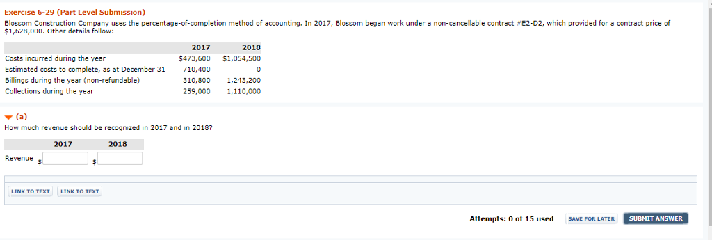 Solved Exercise 6-29 (Part Level Submission) Blossom | Chegg.com
