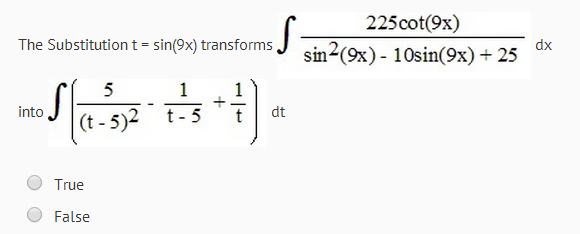 Solved The Substitution t = sin (9x) transforms | Chegg.com