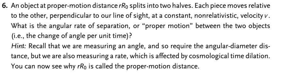 6. An object at proper-motion distance rR0 splits | Chegg.com