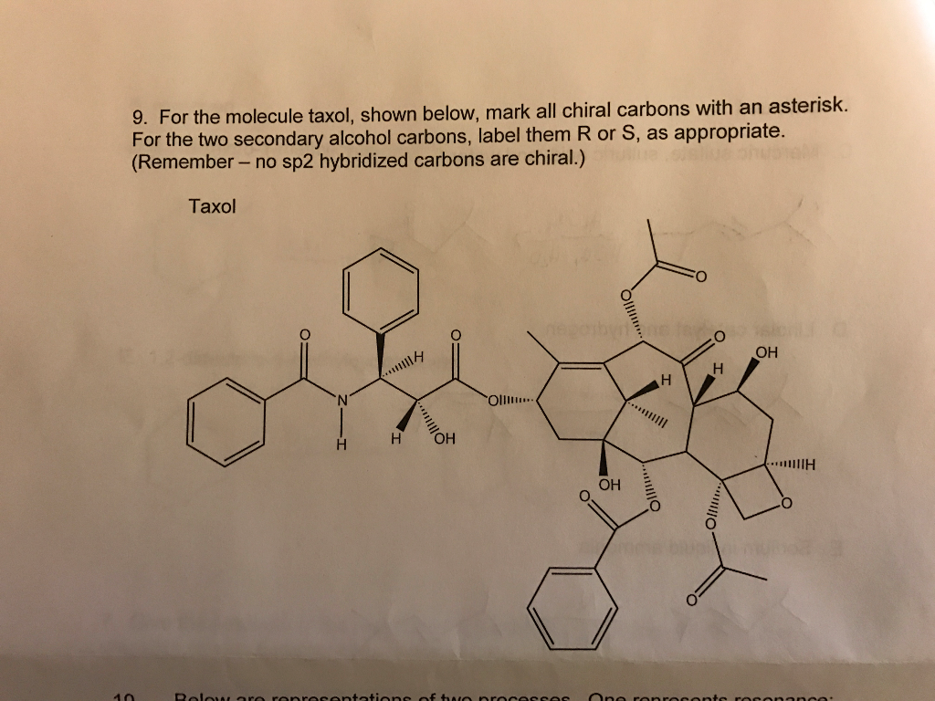Solved For the molecule taxol, shown below mark all chiral | Chegg.com