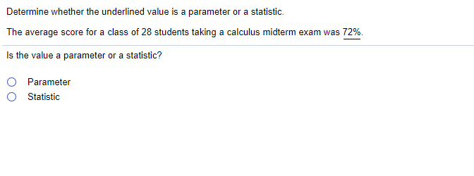 Solved Determine Whether The Underlined Value Is A Parameter