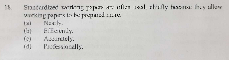 Solved Standardized working papers are often used, chiefly | Chegg.com