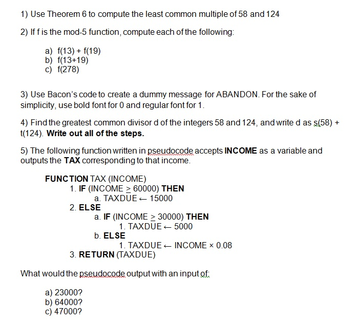Solved Use Theorem 6 to compute the least common multiple of | Chegg.com