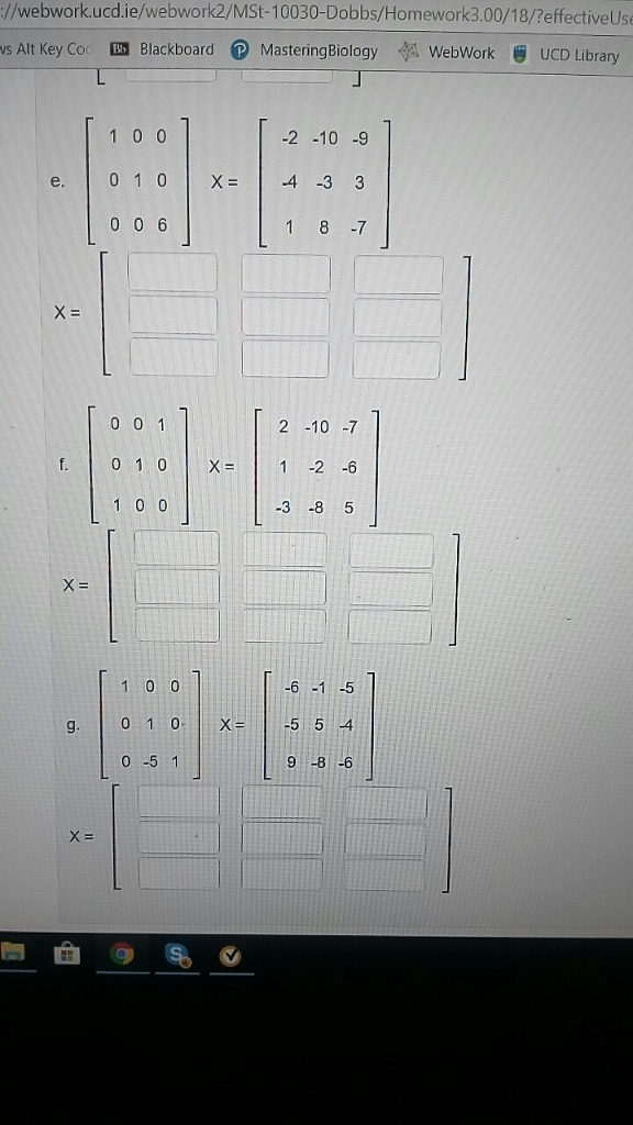 Solved For each section, find the matrix x solving the given | Chegg.com