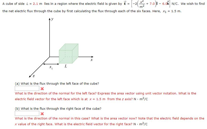 Solved l-侣+7.0-60 A cube of side L = 2.1 m lies in a region | Chegg.com