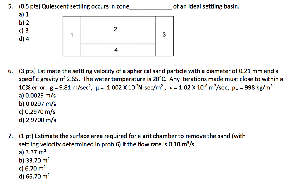 Solved Quiescent settling occurs in zone_of an ideal | Chegg.com