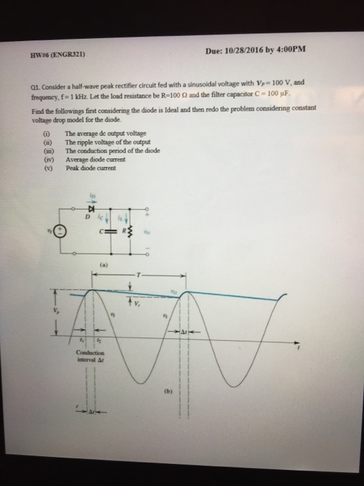 Solved Consider a half-wave peak rectifier circuit fed with | Chegg.com